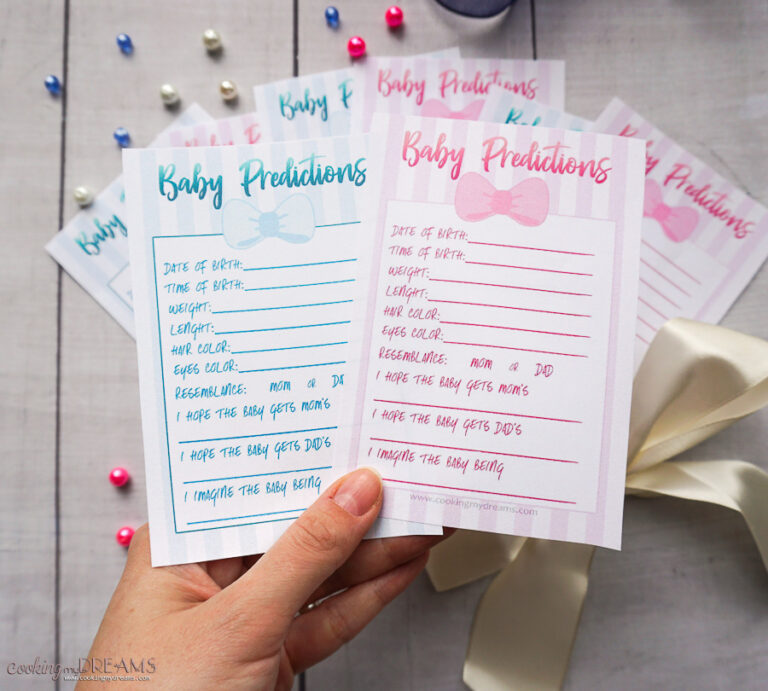 Printable Baby Shower Prediction Cards - Cooking My Dreams