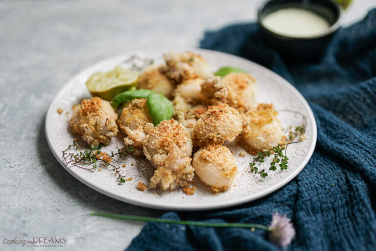 Oven Baked Crispy Calamari with Basil Lime Mayo - Cooking My Dreams