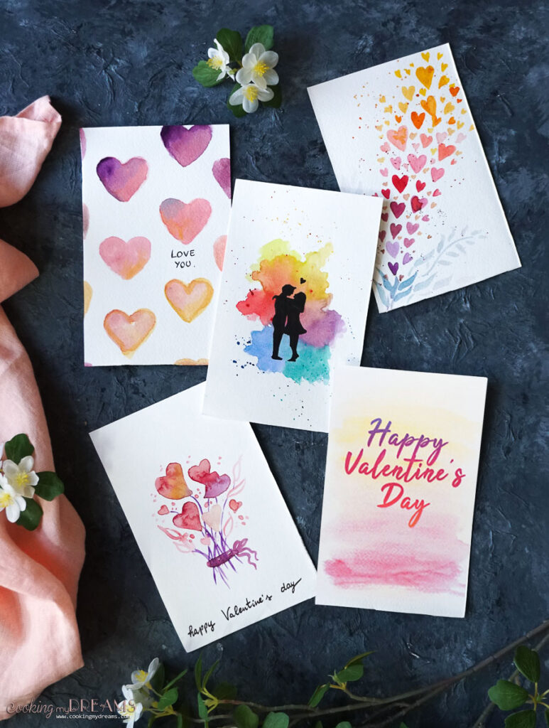 Printable Watercolor Valentine's Day Cards - Cooking My Dreams