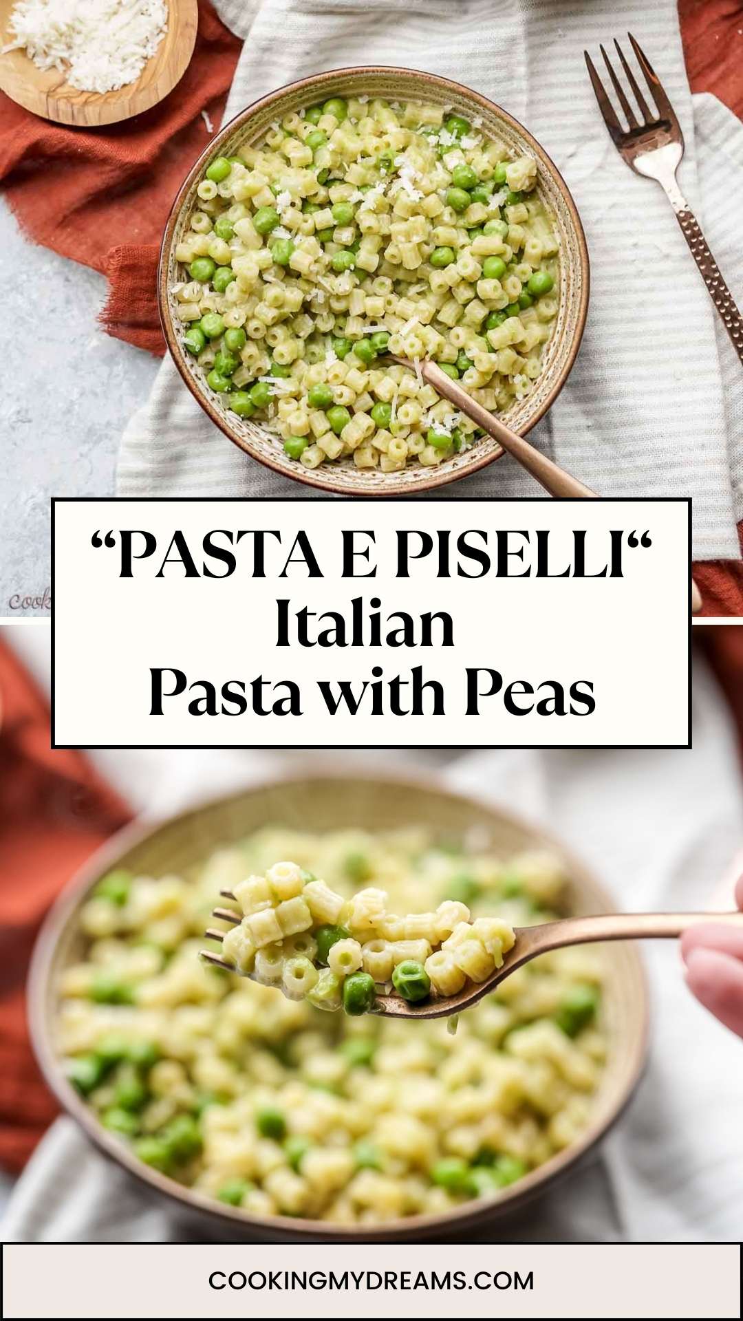 Pasta e Piselli (Creamy Pasta with Peas) - Cooking My Dreams