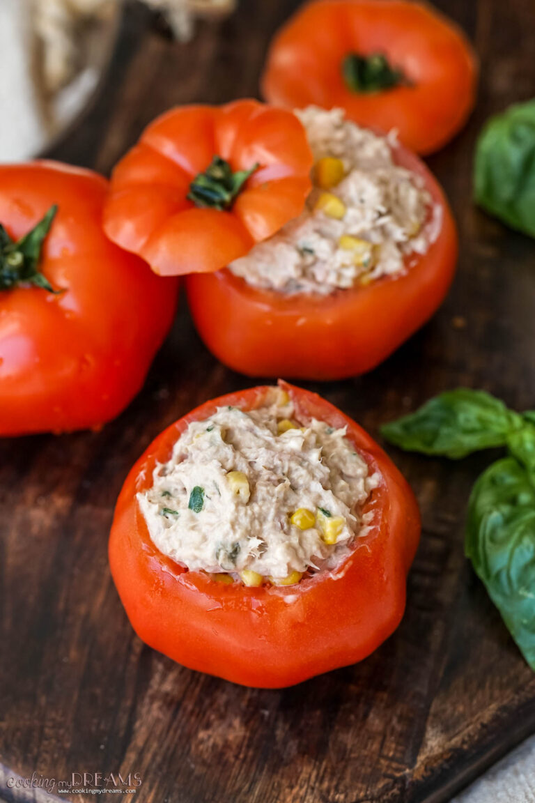 Easy Italian Tuna Salad Stuffed Tomatoes - Cooking My Dreams