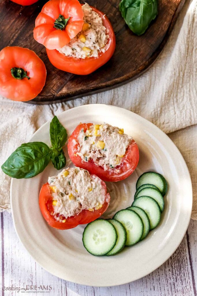 Easy Italian Tuna Salad Stuffed Tomatoes - Cooking My Dreams
