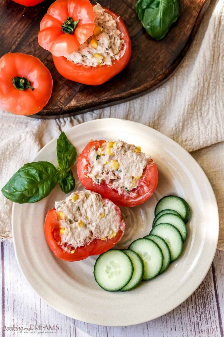 Easy Italian Tuna Salad Stuffed Tomatoes - Cooking My Dreams